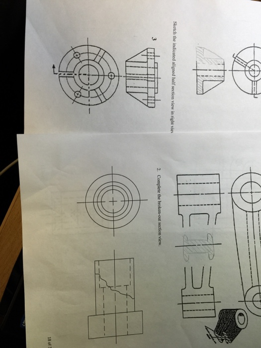 Solved Sketch the indicated aligned half section view in | Chegg.com