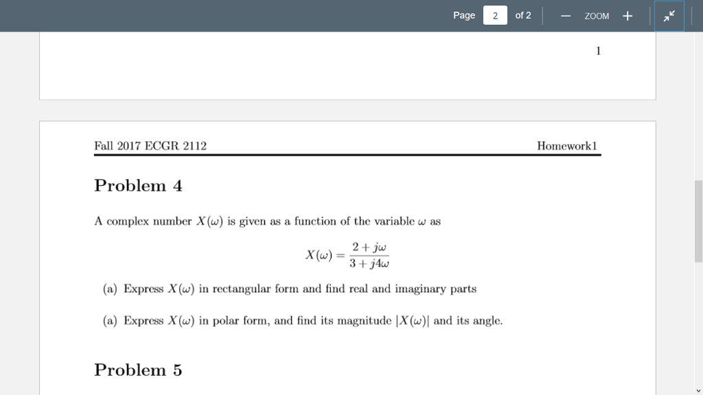 Solved A complex number X(omega) is given as a function of | Chegg.com