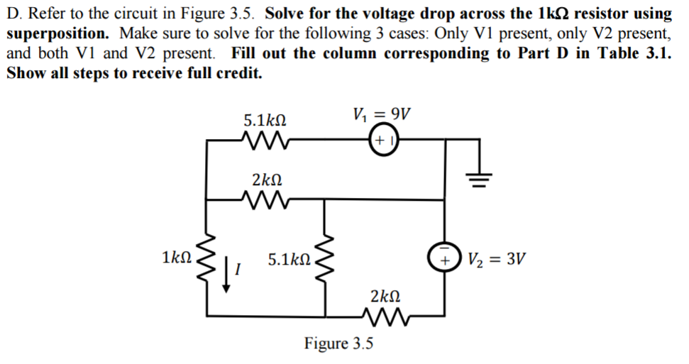 Solved D Refer to the circuit in Figure 3.5 Solve for the | Chegg.com