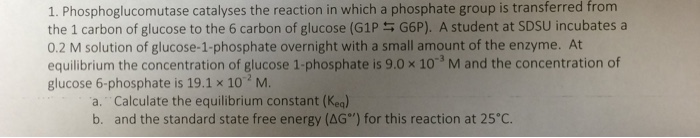 Solved Phosphoglucomutase catalyses the reaction in which a | Chegg.com