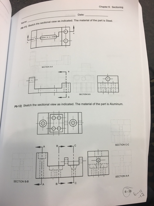 Solved Sketch the sectional view as indicated. The material | Chegg.com