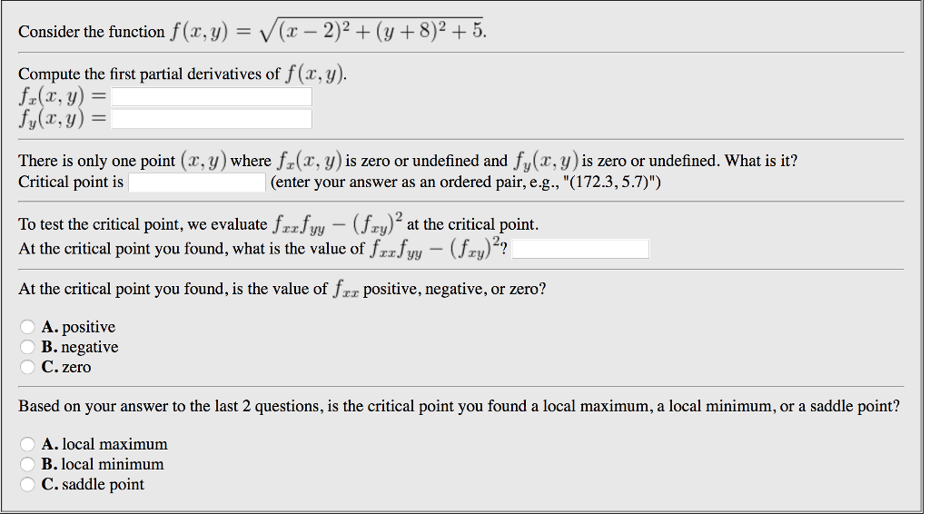 Solved Consider the function f(x, y) = squareroot (x - 2)^2 | Chegg.com