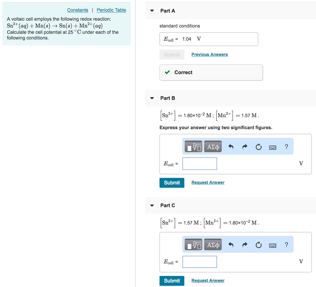 Solved Constants Periodic Table Part A A voltaic cell | Chegg.com