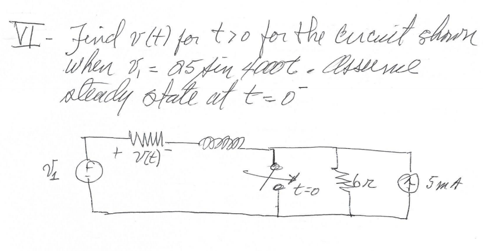 Solved Find v(t) for t > 0 for the circuit shown when v_1 = | Chegg.com