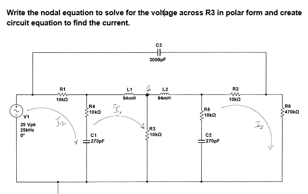 Solved Write the nodal equation to solve for the voltage | Chegg.com