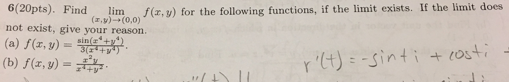 Solved Find lim (x, y) for the following functions, if the | Chegg.com