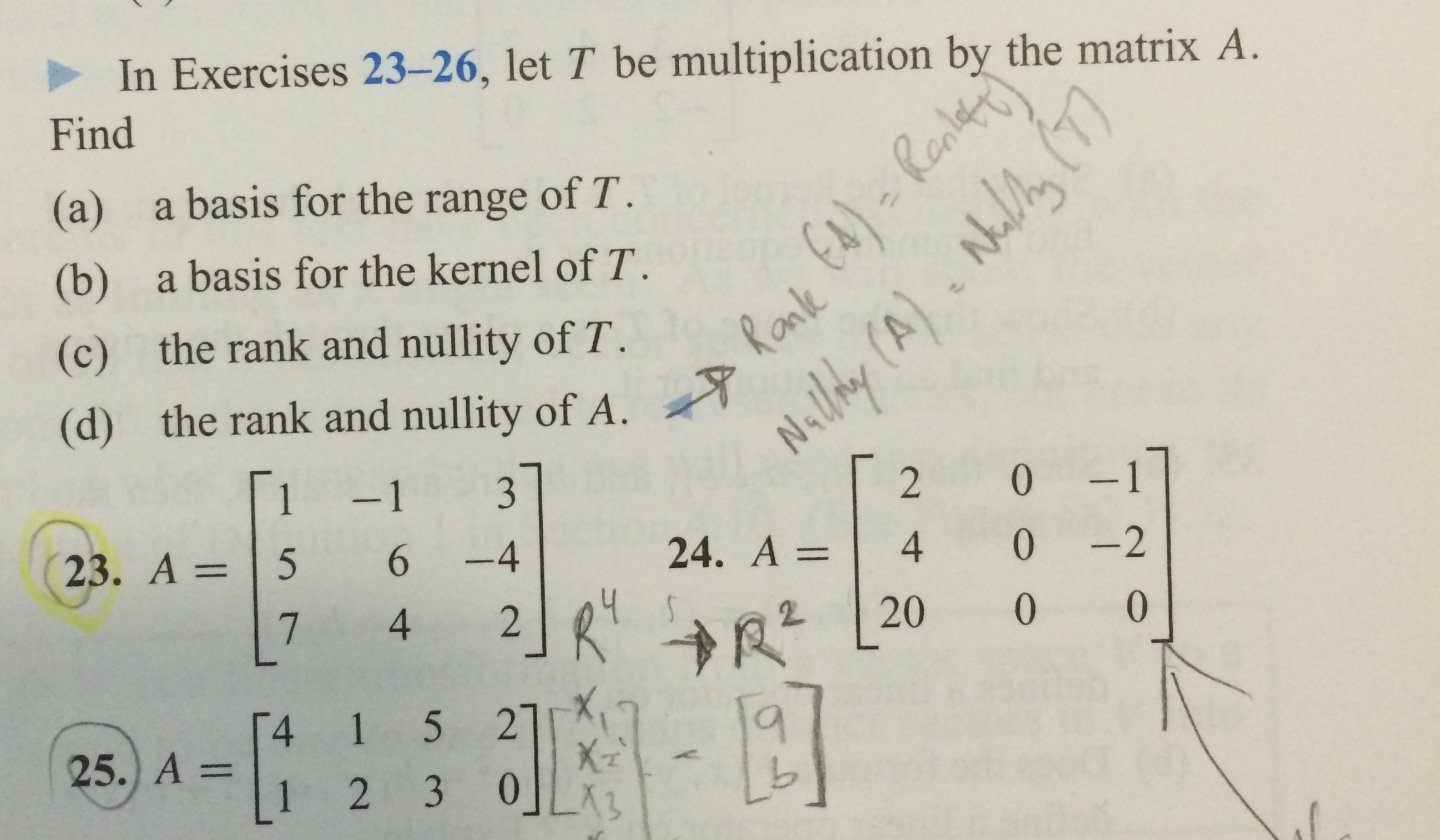 Solved In Exercises 23 - 26, let T be multiplication by the | Chegg.com