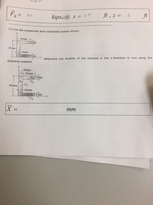 Solved For the component and coordinate system shown, | Chegg.com