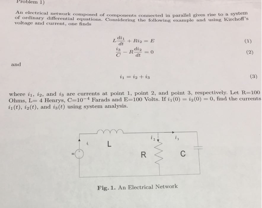 Solved Problem 1) An electrical network composed of | Chegg.com