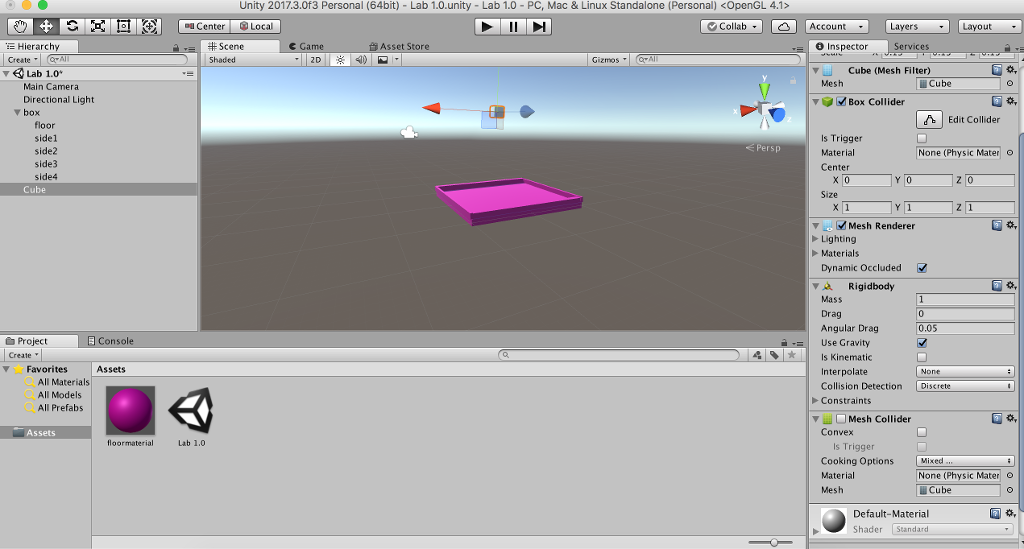 Solved Unity gaming question- why won't the cube collide and | Chegg.com