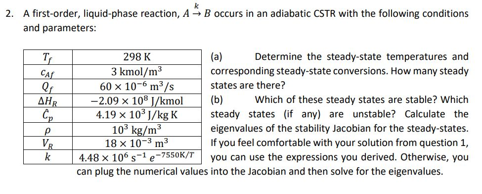 2. A first-order, liquid-phase reaction, A -B occurs | Chegg.com
