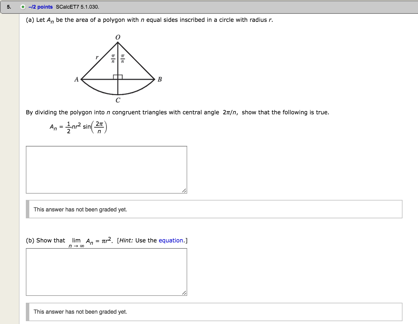 Solved (a) Let An be the area of a polygon with n equal | Chegg.com