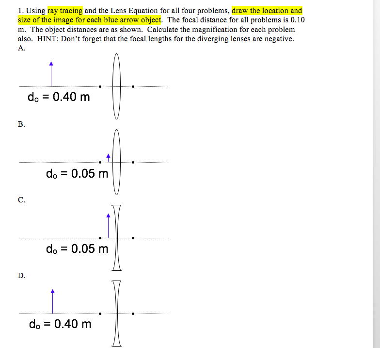 Solved Using ray tracing and the Lens Equation for all four | Chegg.com