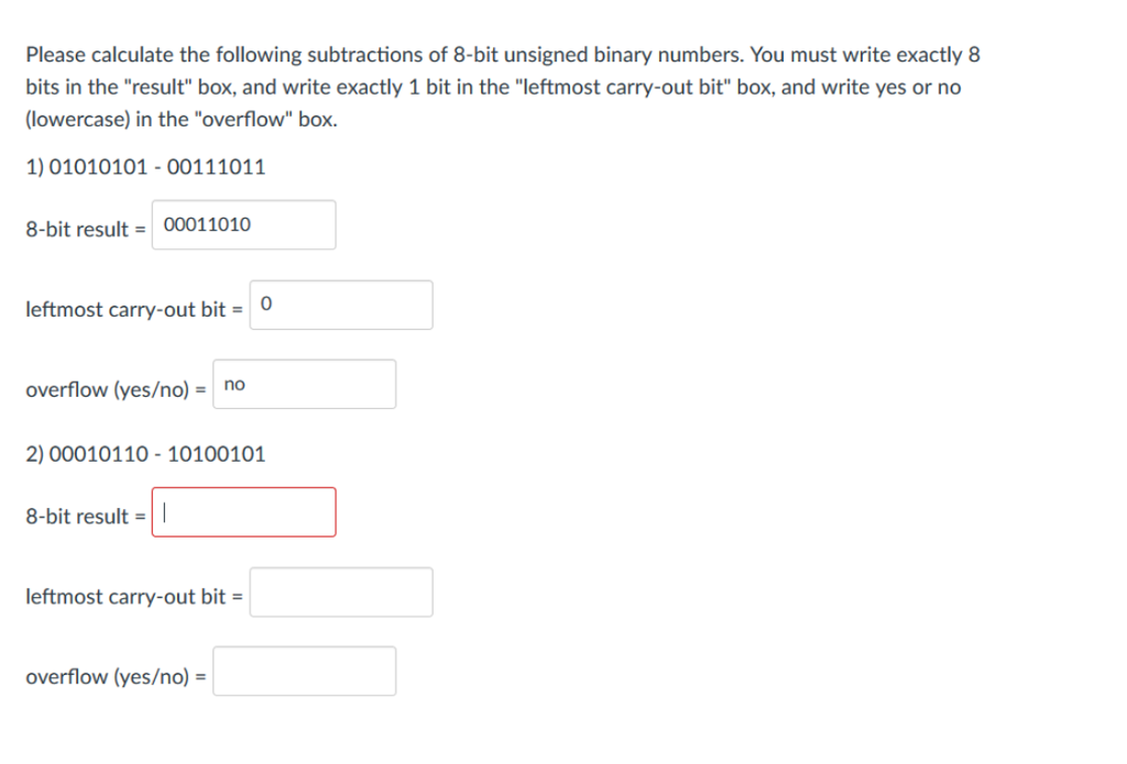 Solved Please calculate the following subtractions of 8-bit | Chegg.com