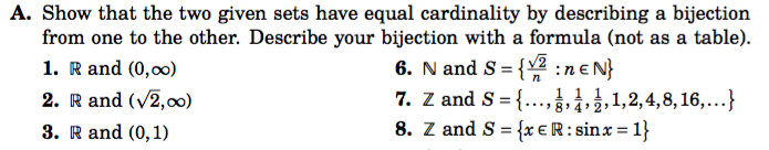 Show that the two given sets have equal cardinality | Chegg.com