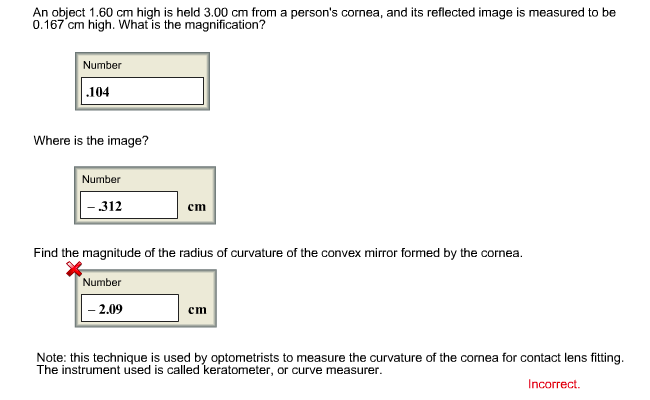 Solved An object 1,60 cm high is held 3.00 cm from a | Chegg.com