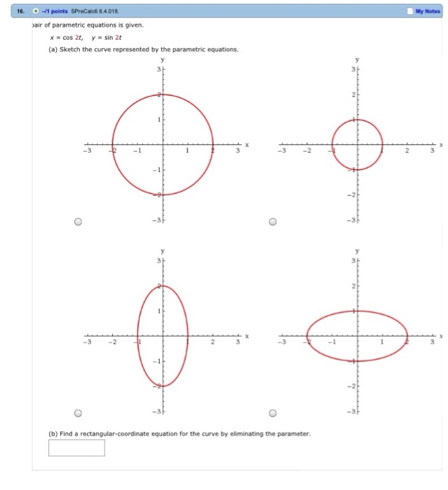 Solved pair of parametric equation is given. x = cos 2t, y = | Chegg.com