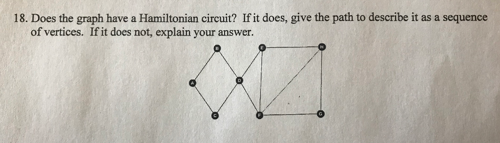 Solved 18. Does the graph have a Hamiltonian circuit? If it | Chegg.com