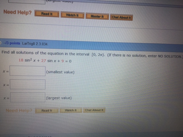 Solved Find all solutions of the equations in the interval | Chegg.com