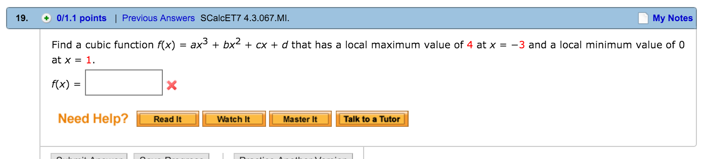 Solved Find a cubic function f(x) = ax^3 + bx^2 + cx + d | Chegg.com