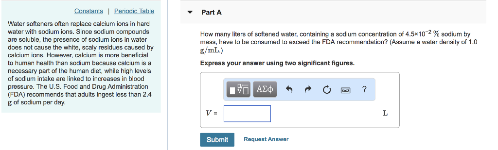 Solved Constants Periodic Table Part A Water softeners often | Chegg.com