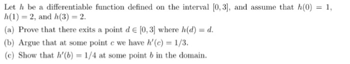 Solved Let h be a differentiable function defined on the | Chegg.com