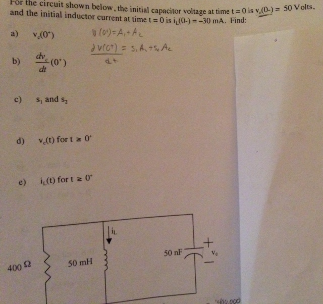 Solved For the circuit shown below, the initial capacitor | Chegg.com