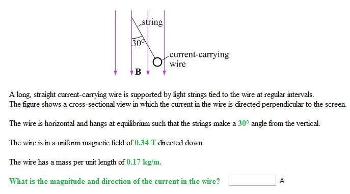 Solved A long, straight current-carrying wire is supported | Chegg.com