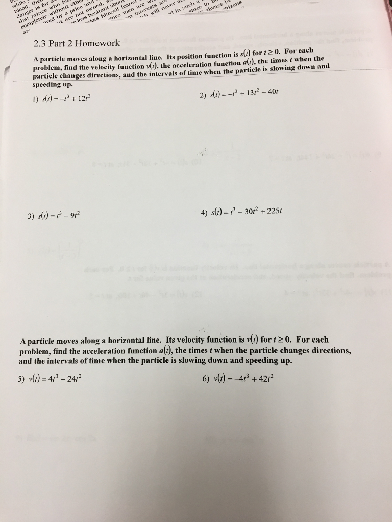 Solved A particle moves along a horizontal line. Its | Chegg.com