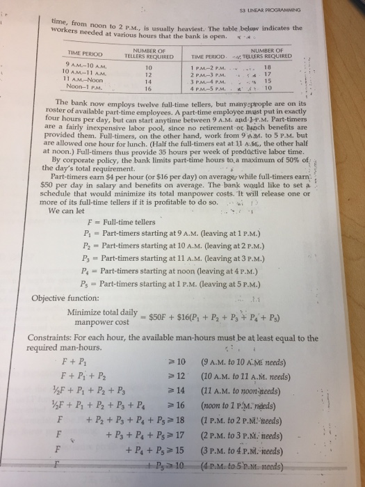 Solved S3 LINEAR PROGRAMMING time, from noon to 2 P.M., is | Chegg.com