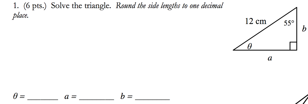 Solved Solve the triangle. Round the side lengths to one | Chegg.com