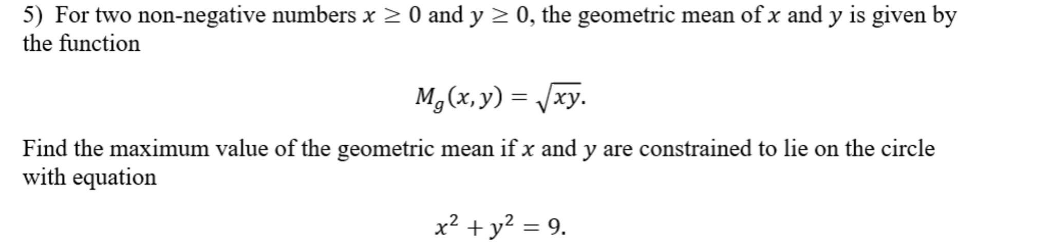 Solved For two non-negative numbers x greaterthanorequalto 0 | Chegg.com