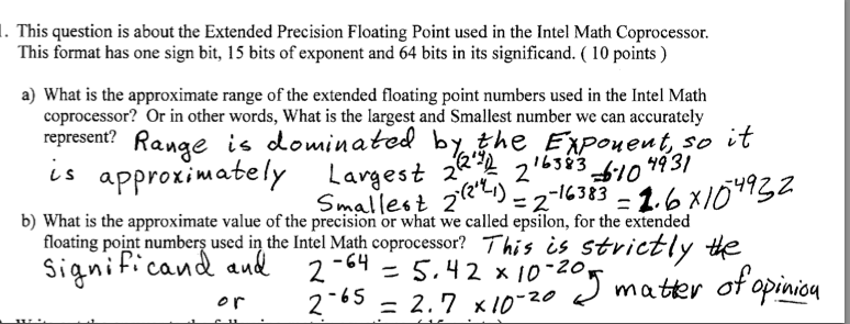 This question is about the Extended Precision | Chegg.com