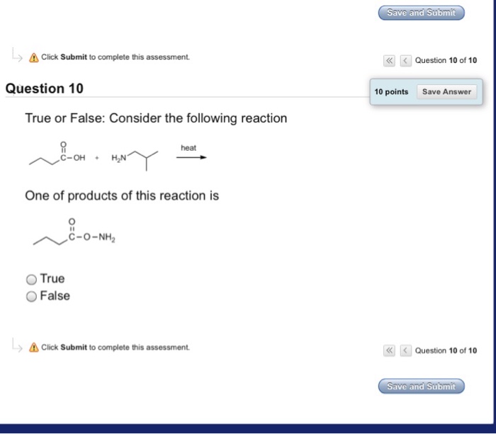 Solved True or False: Consider the following reaction One | Chegg.com