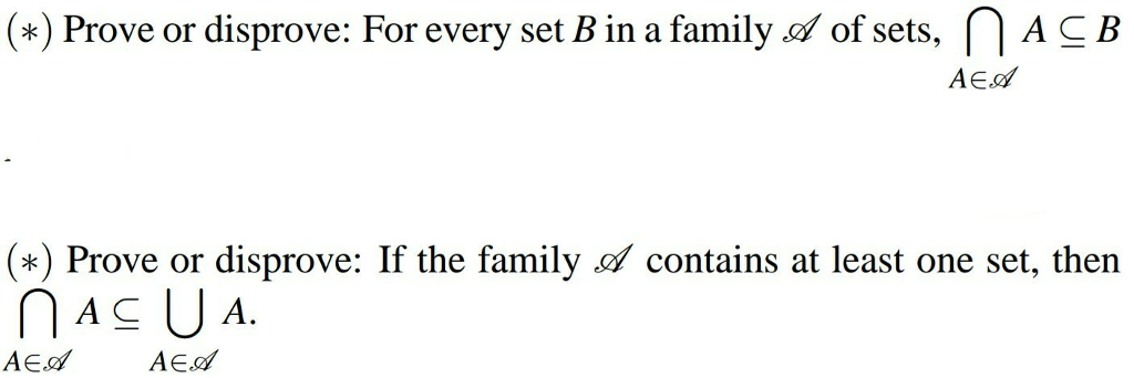 Solved Prove or disprove: For every set B in a family A of | Chegg.com