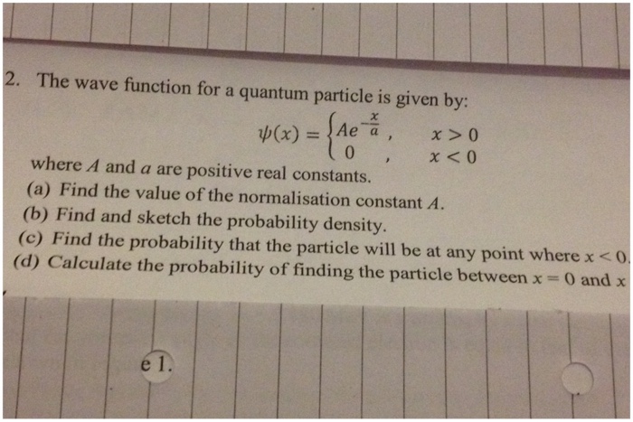 Solved The wave function for a quantum particle is given by: | Chegg.com