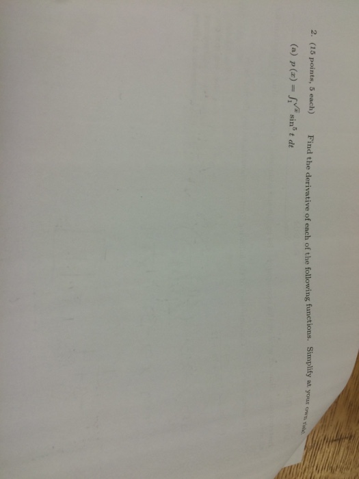 Solved Find the derivative of each of the following | Chegg.com