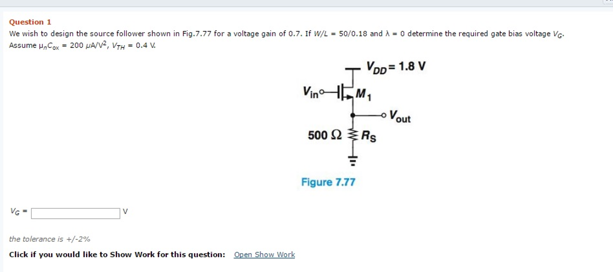 Solved We wish to design the source follower shown in | Chegg.com