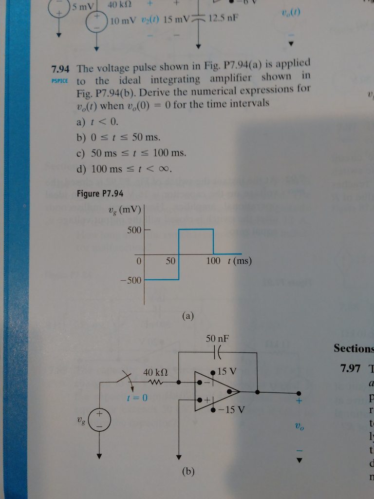 Solved The voltage pulse shown in Fig. P7.94(a) is applied | Chegg.com