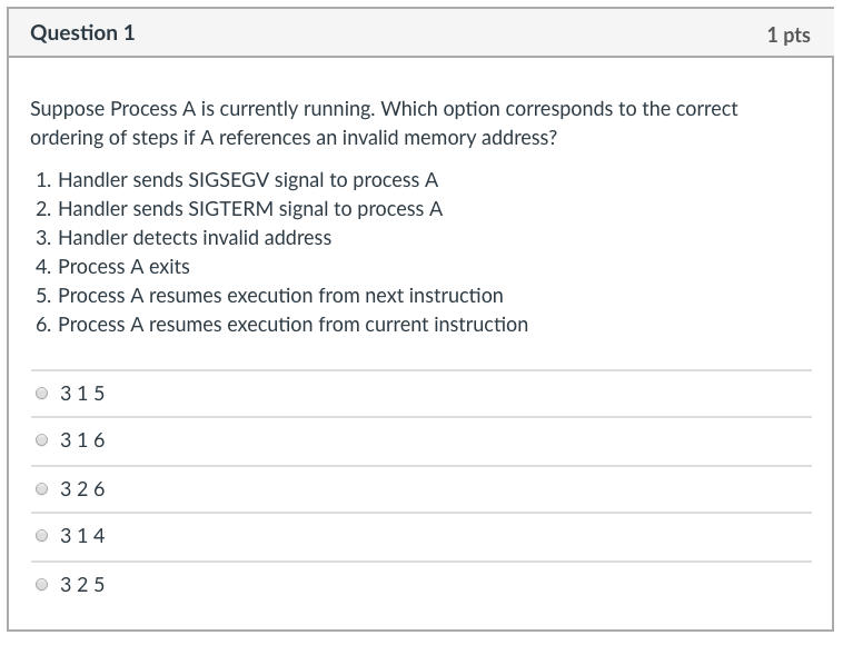 Solved Question 1 1 pts Suppose Process A is currently | Chegg.com