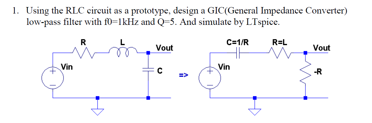 Solved Using the RLC circuit as a prototype, design a | Chegg.com
