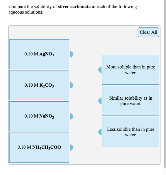 Solved Compare the solubility of silver carbonate in each of | Chegg.com