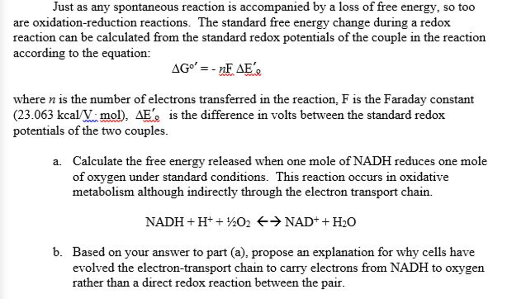 Solved a.Calculate the free energy released when one mole of | Chegg.com