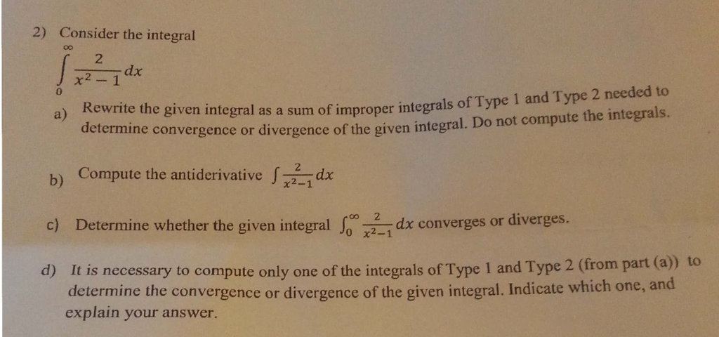 Solved 2) Consider the integral Rewrite the given integral | Chegg.com
