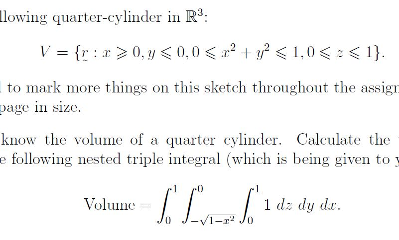 Solved llowing quarter-cylinder in R3 to mark more things on | Chegg.com