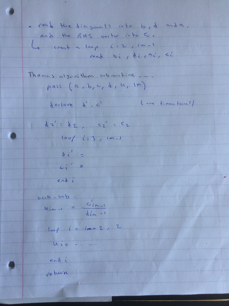 i need help with the second code ( thomas algorithm ) | Chegg.com