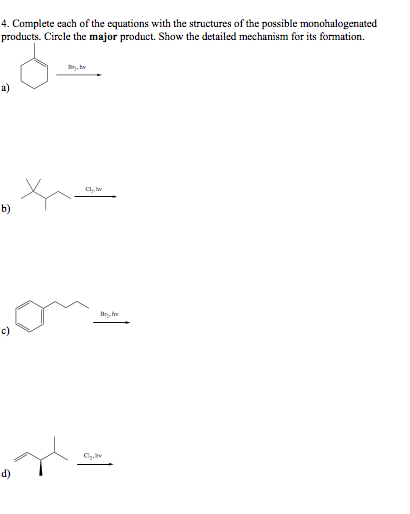 Solved 4. Complete each of the equations with the structures | Chegg.com