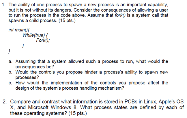 Solved Operarating system help!! 1. The ability of one | Chegg.com