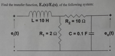 Find the transfer function, Eo(S)/Ei(s), of the | Chegg.com