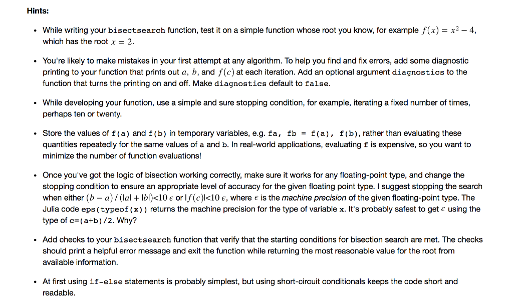 Solved Problem 3 Write a Julia function newtonsearch that | Chegg.com